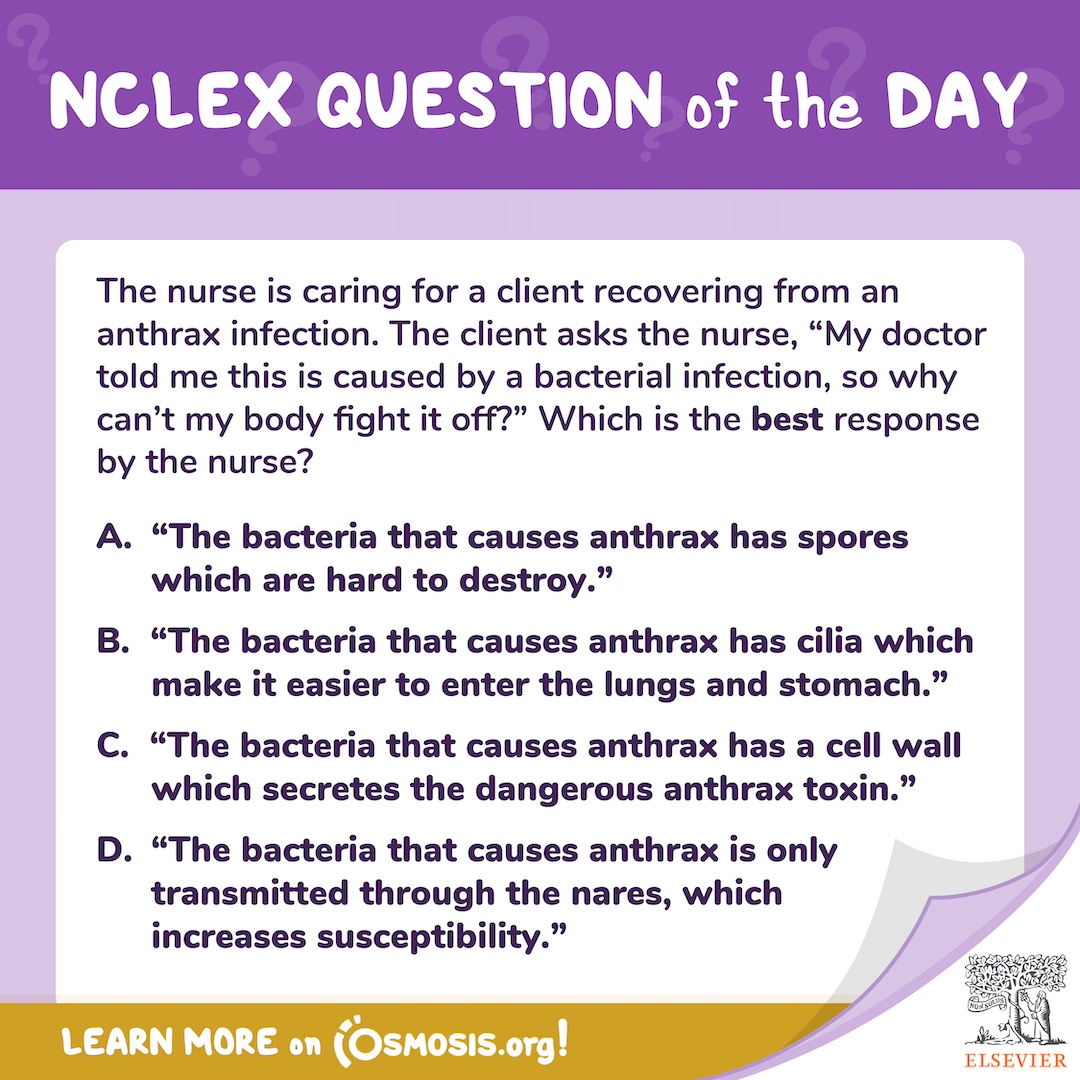 NCLEX-RN® Question of the Day: Anthrax infection - Osmosis Blog